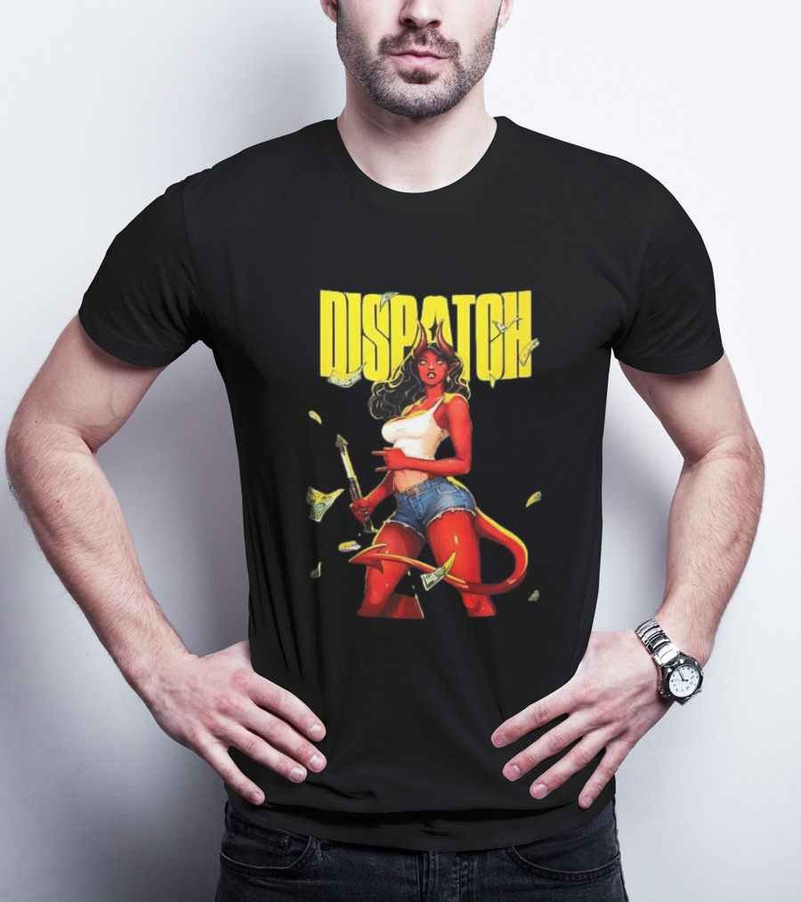 Parky Dispatch Malevola Devil Woman In Denim And White Top With Yellow T-Shirt