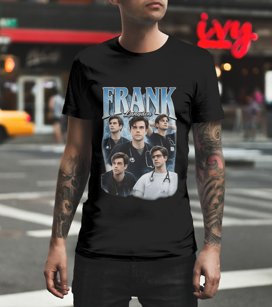FRANK Langdon Doctor Character Lightning Background Stethoscope T-Shirt