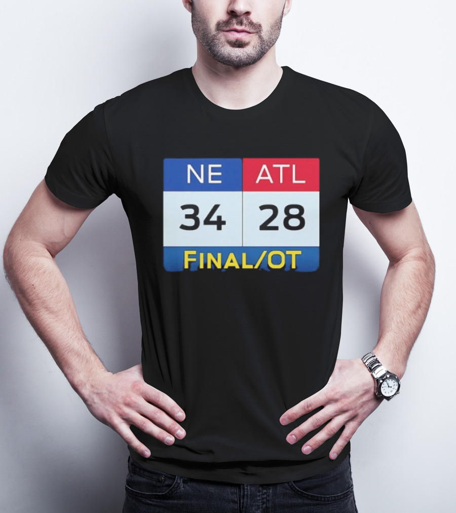 NE 34 ATL 28 Final OT Super Bowl LI Scoreboard T-Shirt