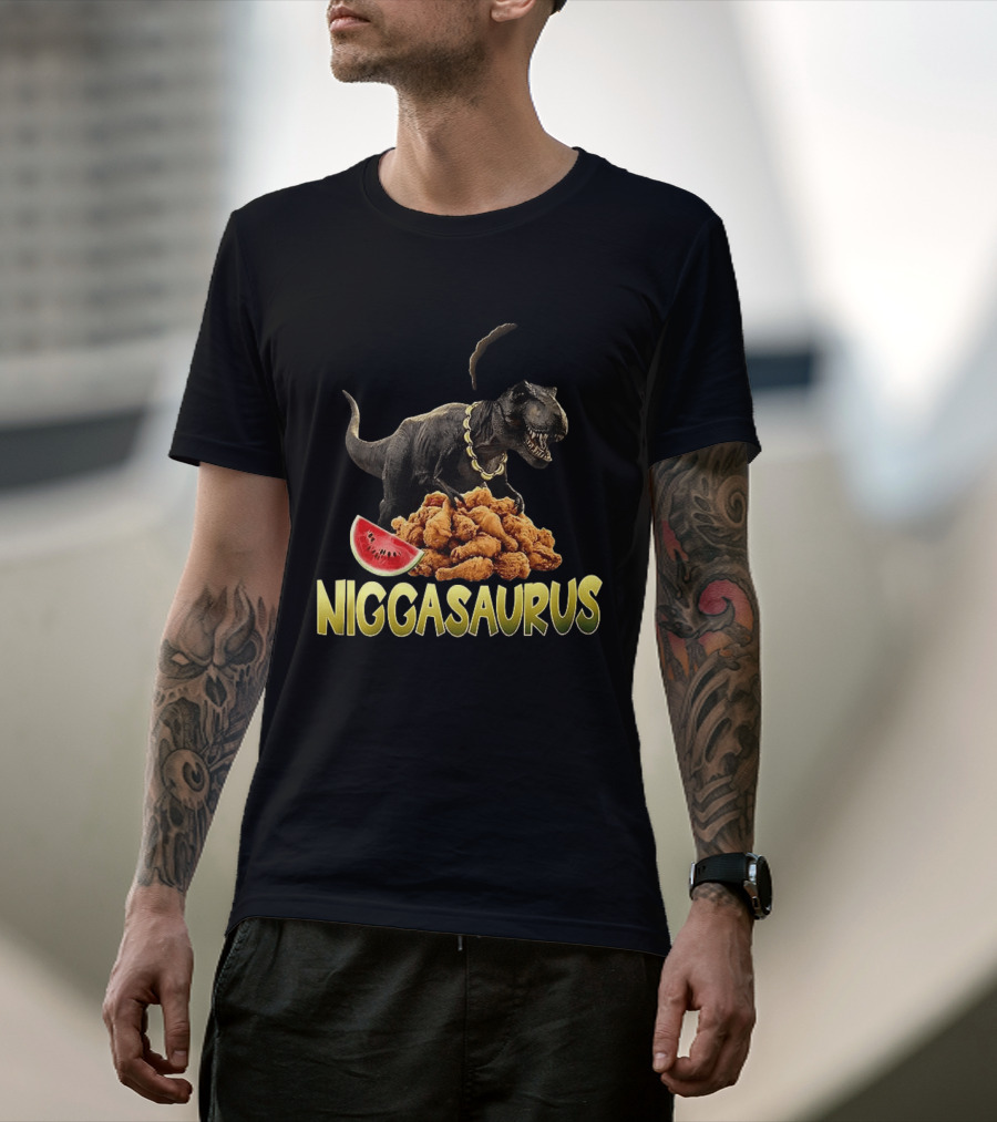 Niggasaurus Fried Chicken And Watermelon Meme T-Shirt