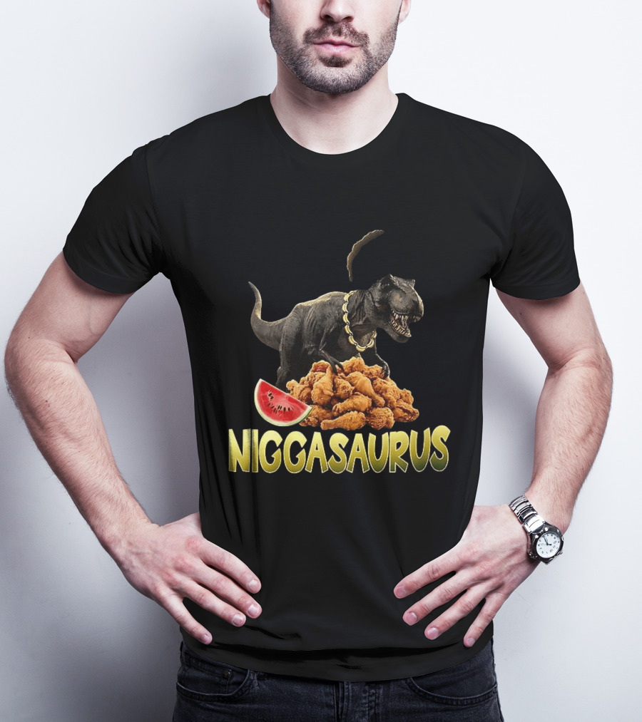 Niggasaurus Fried Chicken And Watermelon Meme T-Shirt