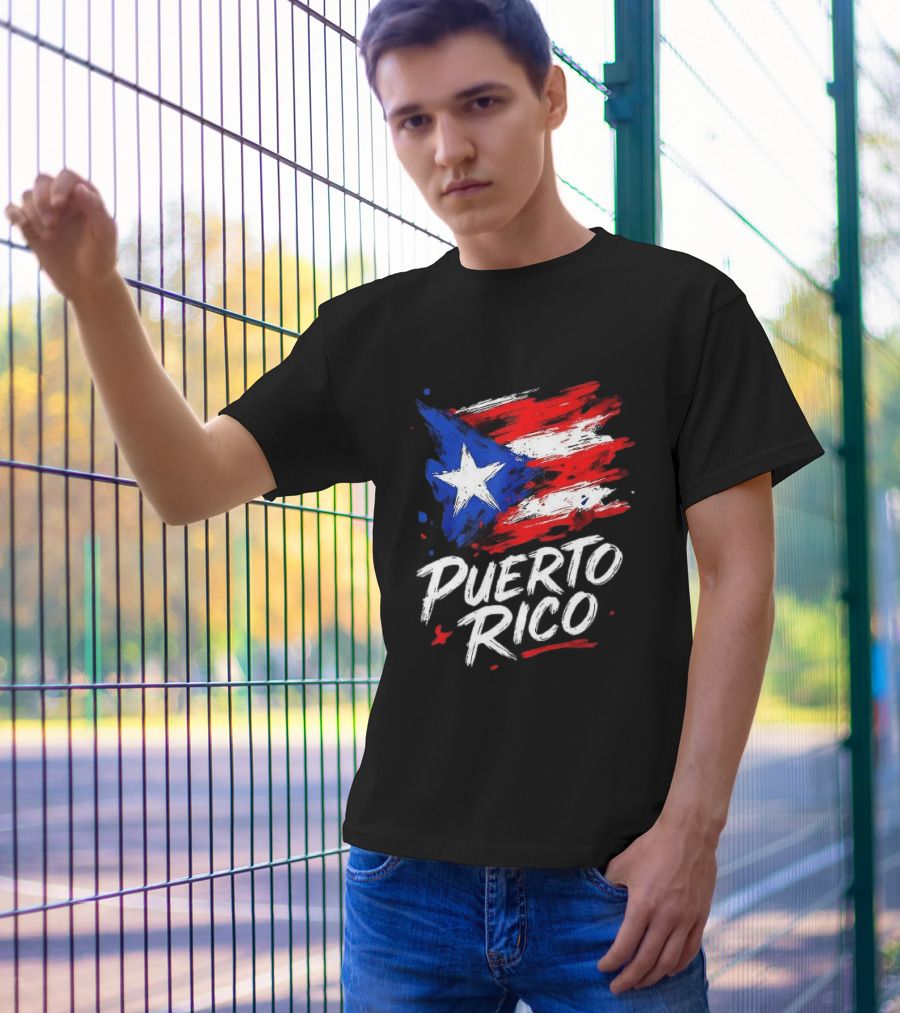 Puerto Rico Flag Brush Stroke Style Classic Representation T-Shirt