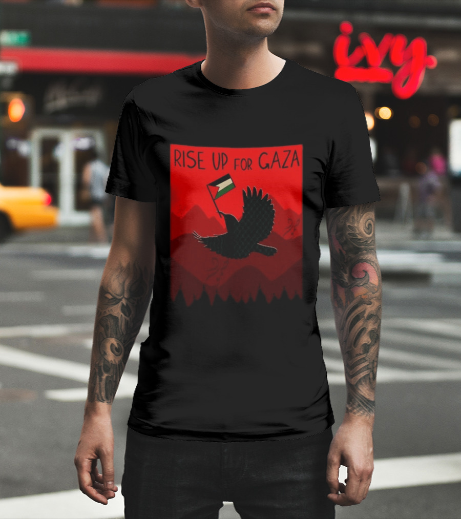 Rise Up For Gaza Palestinian Flag Bird T-Shirt
