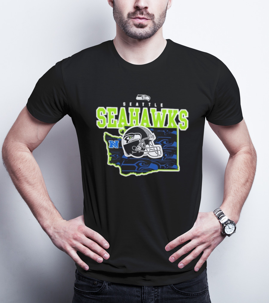 Seattle Seahawks Evergreen State Helmet Map Gameday NFL Team T-Shirt