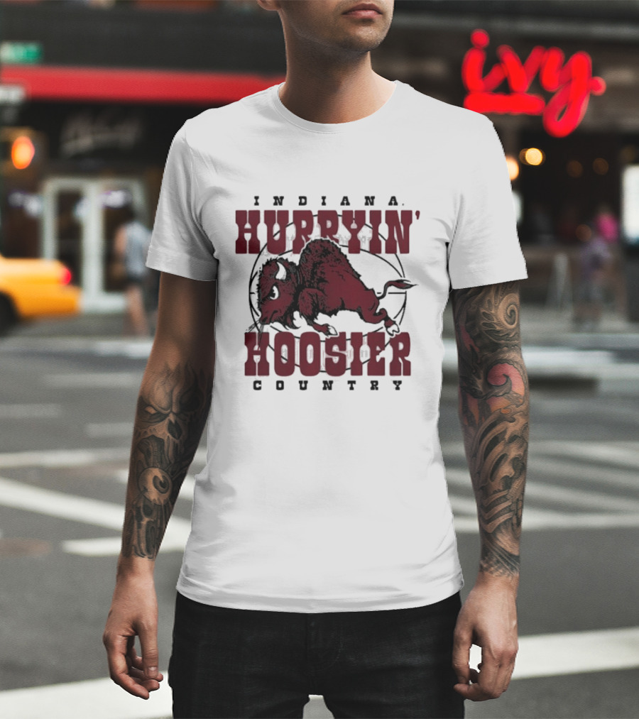 Indiana Hoosiers Basketball Hurryin' Hoosier Country Buffalo T-Shirt