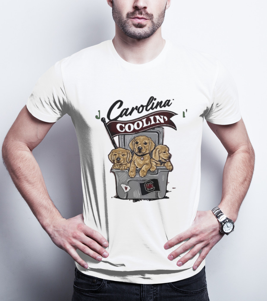 Carolina Coolin' South Carolina Gamecocks Puppies In Ice Chest T-Shirt