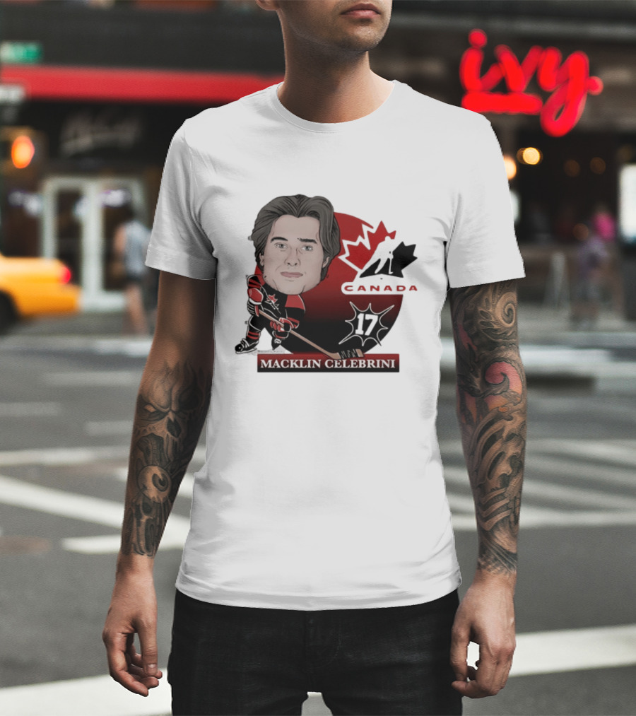 Hockey Canada Macklin Celebrini 17 Canada Leaf T-Shirt