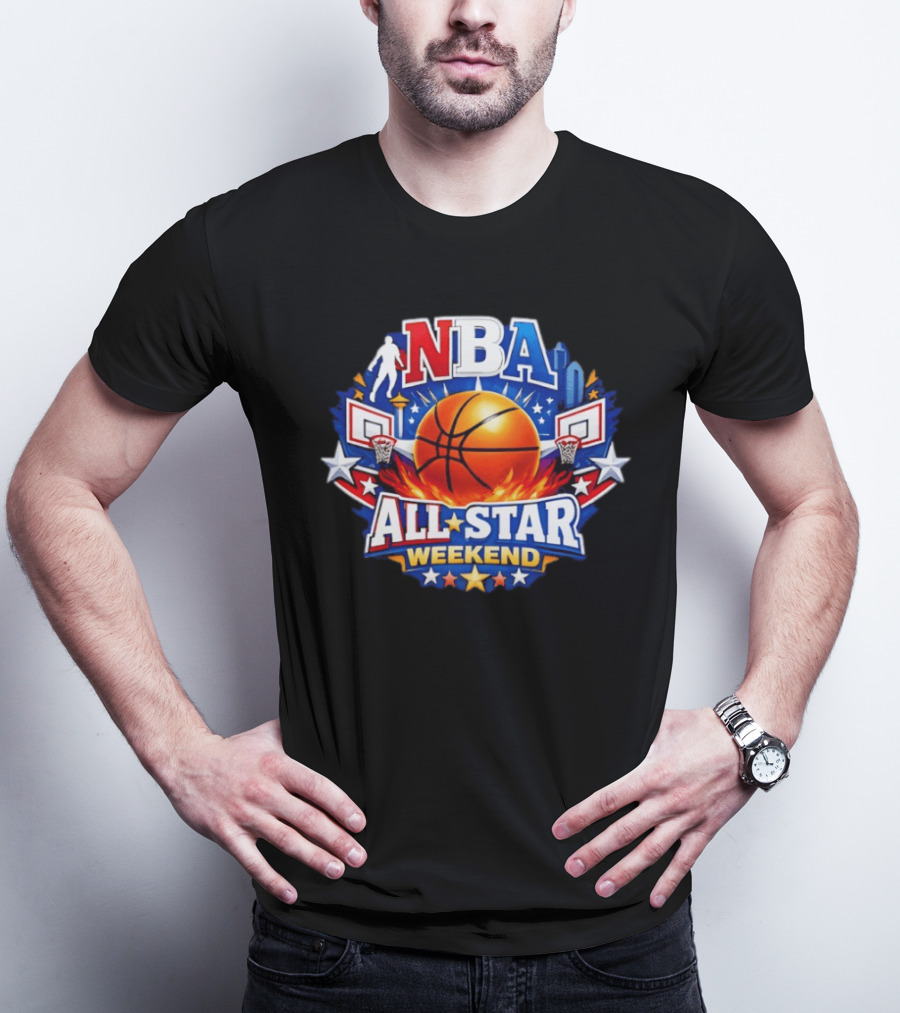 NBA All Star Weekend 2026 Basketball Hoops Stars Skyline T-Shirt