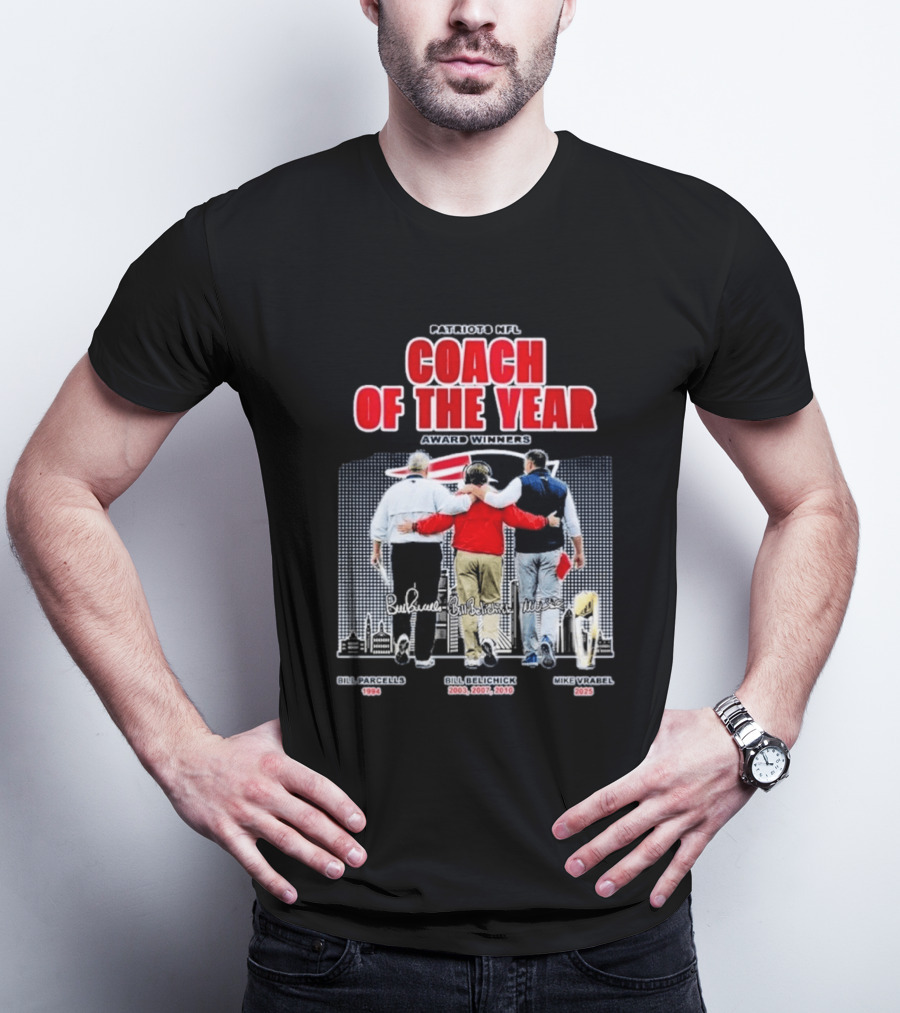 New England Patriots Coach Of The Year Award Winners Bill Parcells Bill Belichick Mike Vrabel T-Shirt