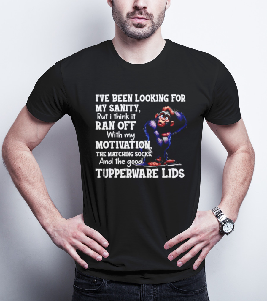 I've Been Looking For My Sanity But It Ran Off With My Motivation The Matching Socks And The Good Tupperware Lids T-Shirt