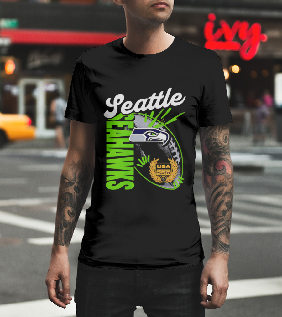 Seattle Seahawks USA 250 Gold Standard Football T-Shirt