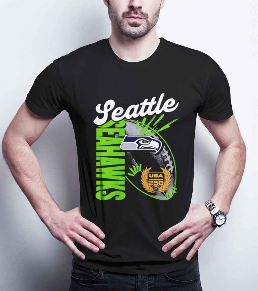 Seattle Seahawks USA 250 Gold Standard Football T-Shirt