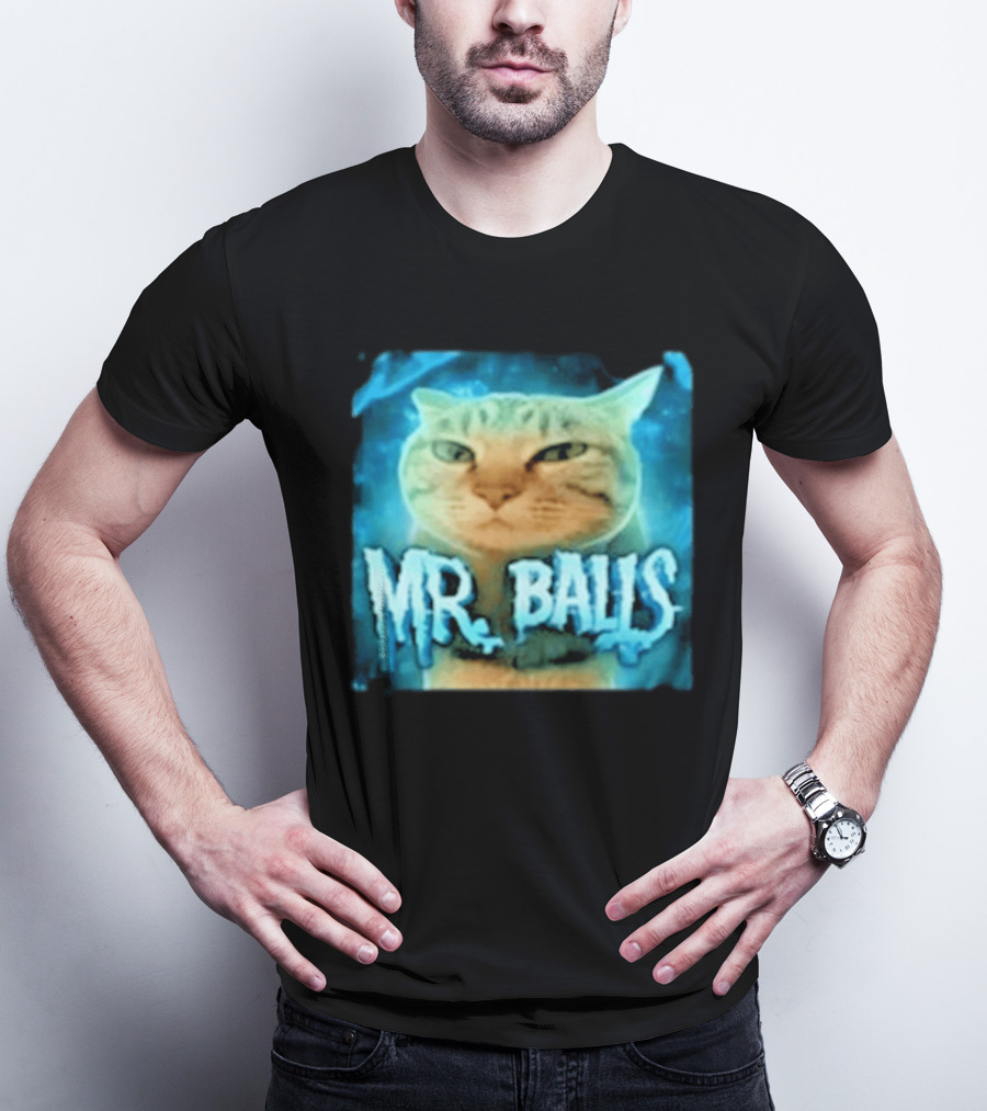 Mr Balls Cat Meme Funny Blue Glowing T-Shirt