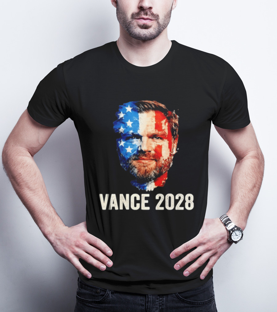 Vance 2028 US Flag Face Patriotic Election Campaign T-Shirt