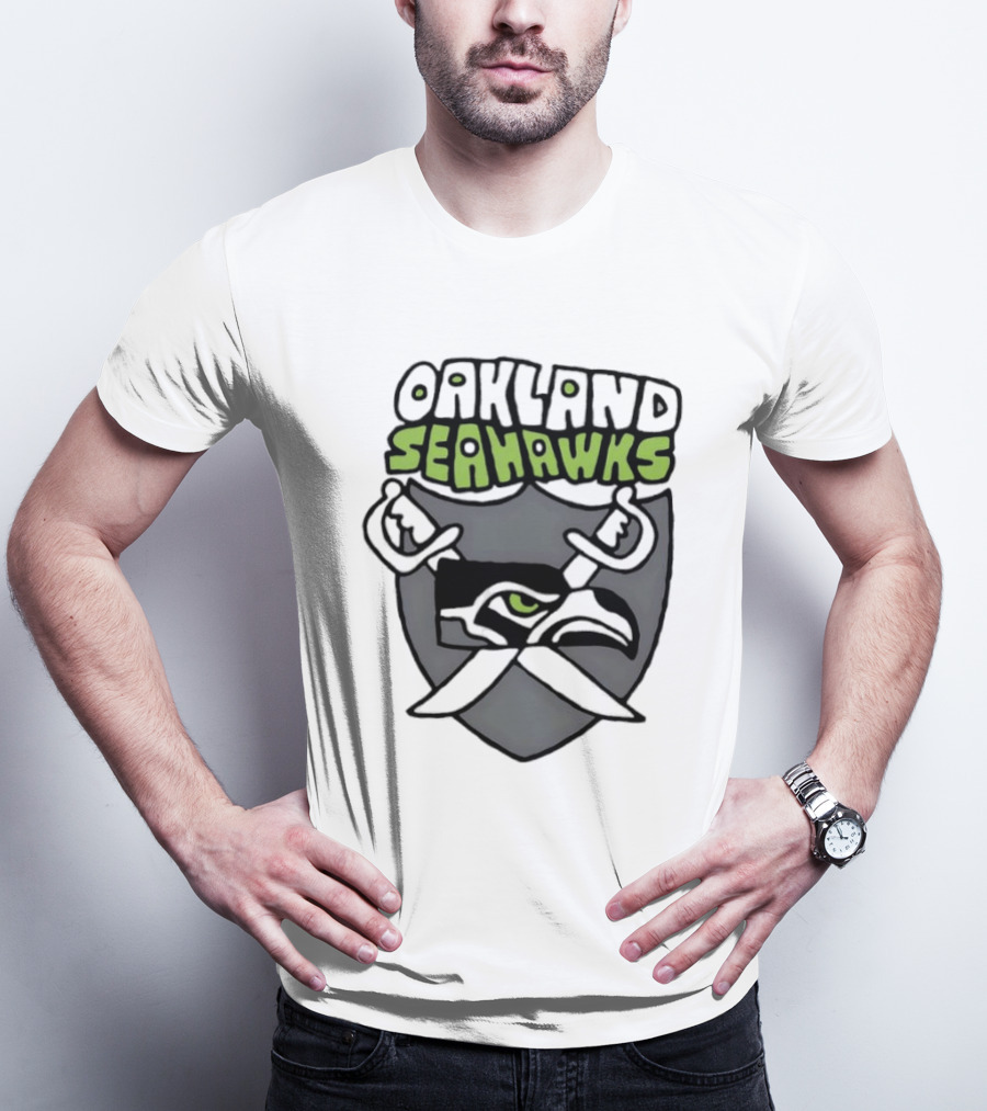 Oakland Seahawks Raiders Shield Crossed Swords T-Shirt