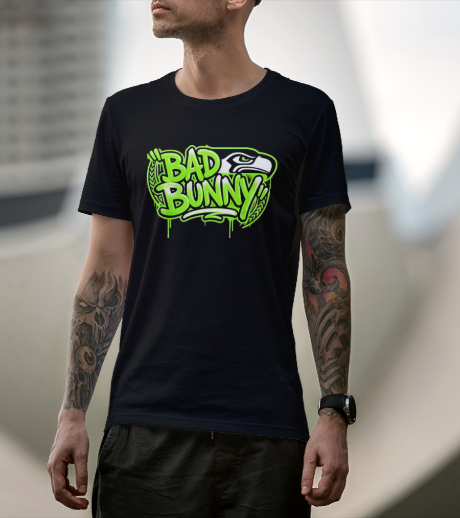 Bad Bunny Seattle Seahawks Team Collaboration T-Shirt