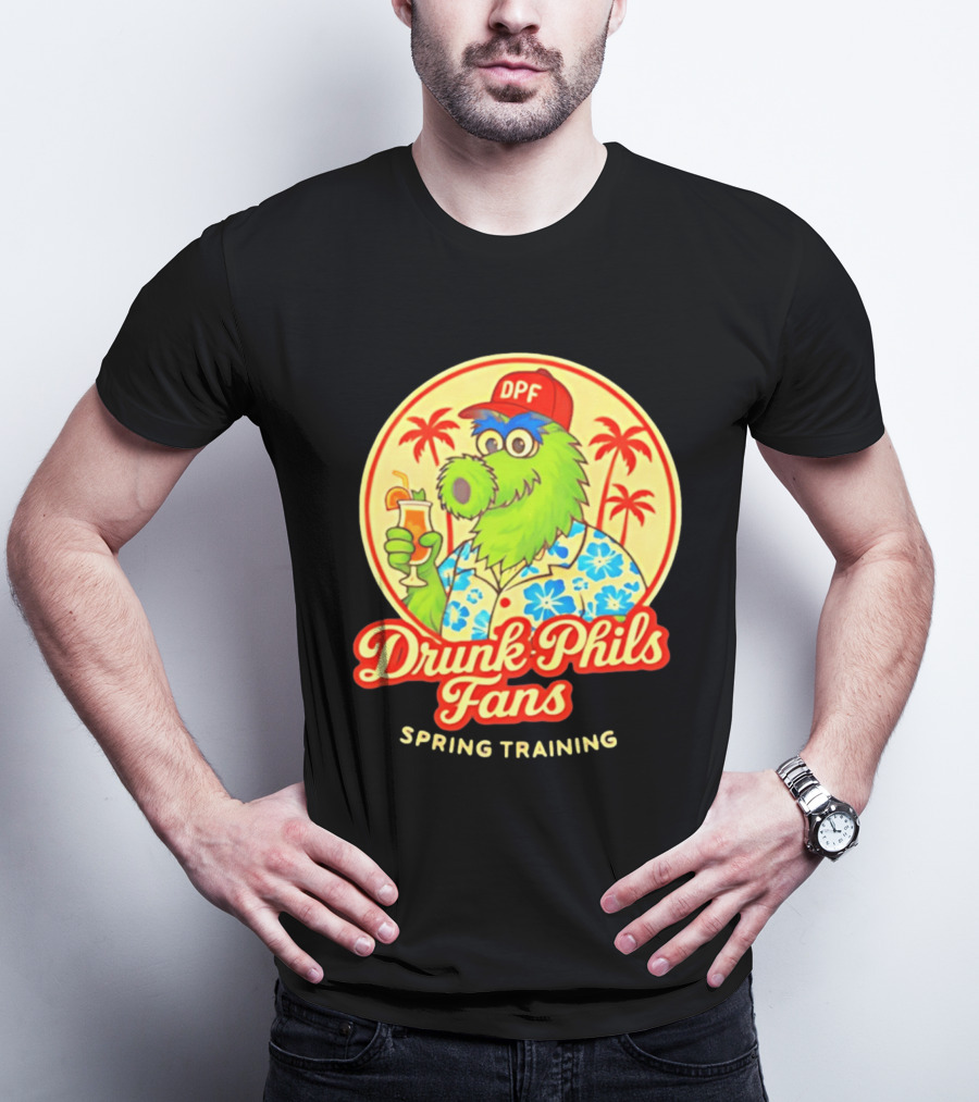 Drunk Phils Fans DPF Mascot Hawaiian Spring Training Palm Trees T-Shirt