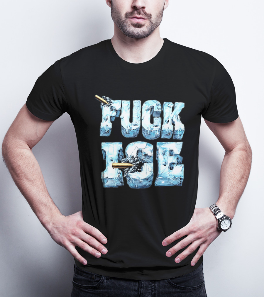 FUCK ICE Bullet Impact Ice Block Letters T-Shirt