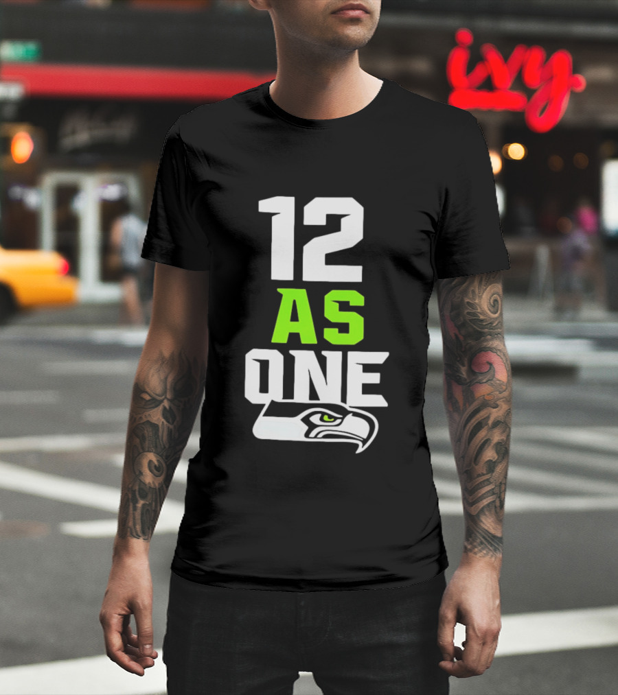 Seattle Seahawks 12 As One Fan Slogan With Team T-Shirt