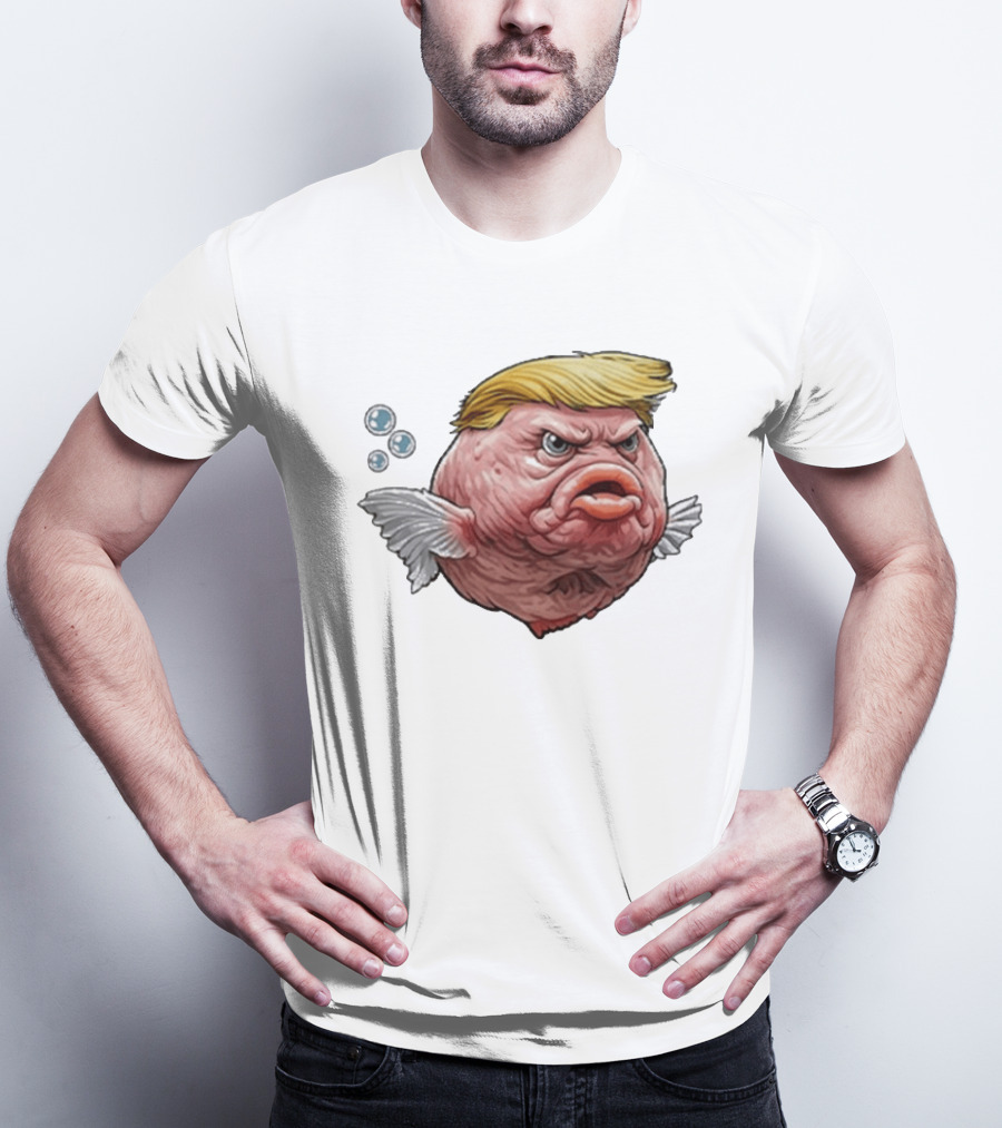 Angry Fish Trump Political Cartoon Satire T-Shirt