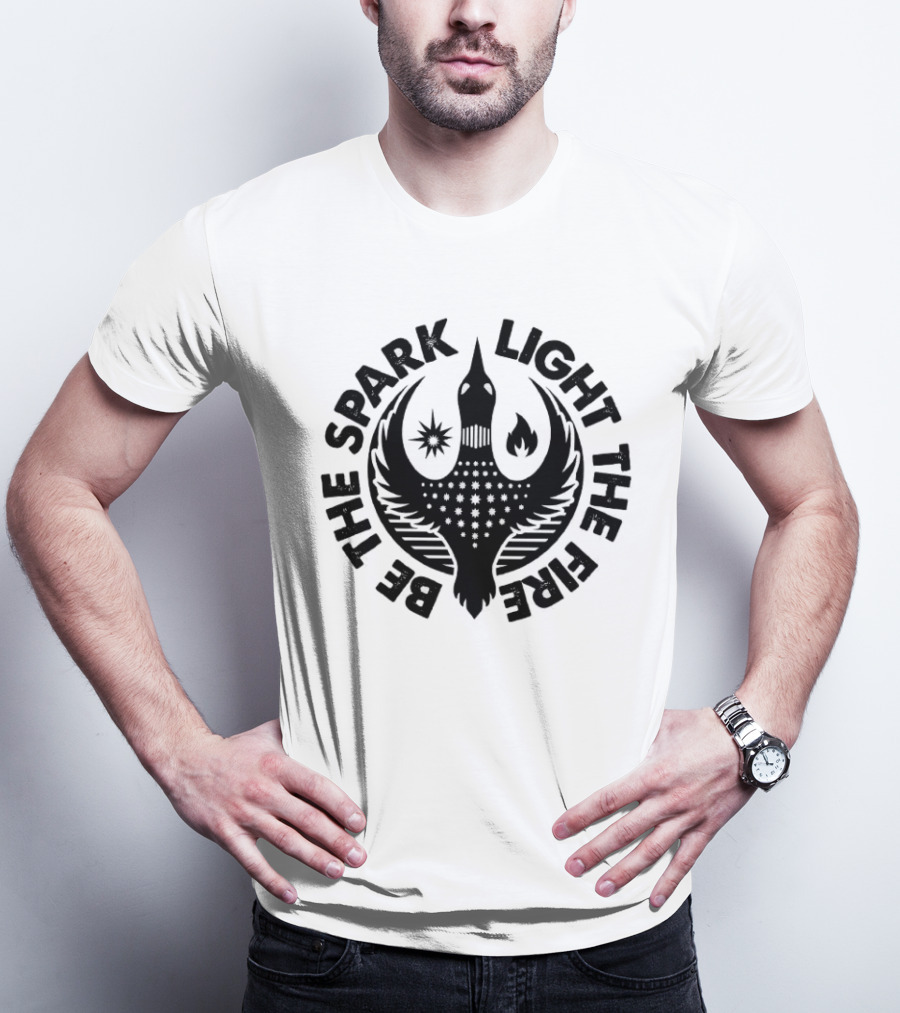 Be The Spark Light The Fire Phoenix Stars And Flames Crest T-Shirt