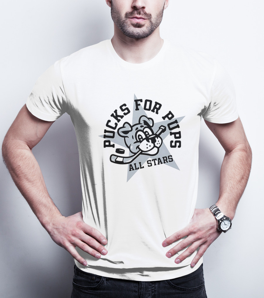 Pucks For Pups All Stars Hockey Dog Mascot Star T-Shirt