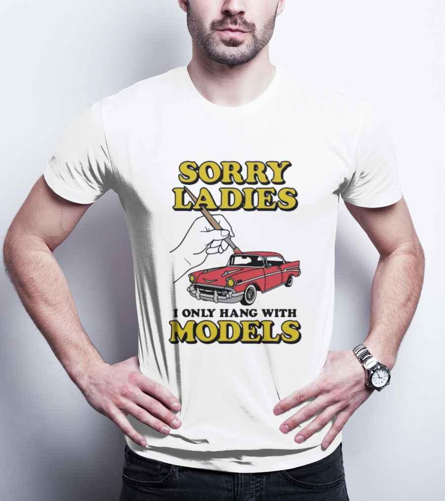 Sorry Ladies I Only Hang With Car Models Vintage Red Classic Car Painting T-Shirt