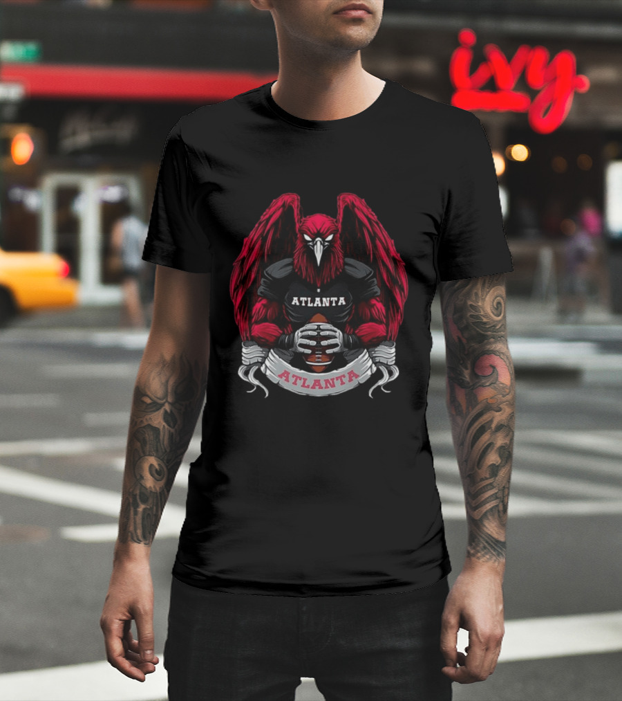 Atlanta Falcons Football Team Fierce Red Falcon Gripping Ball T-Shirt
