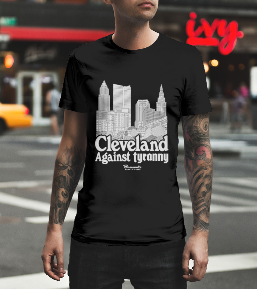 Cleveland Against Tyranny City Skyline Tower City Terminal Towers T-Shirt