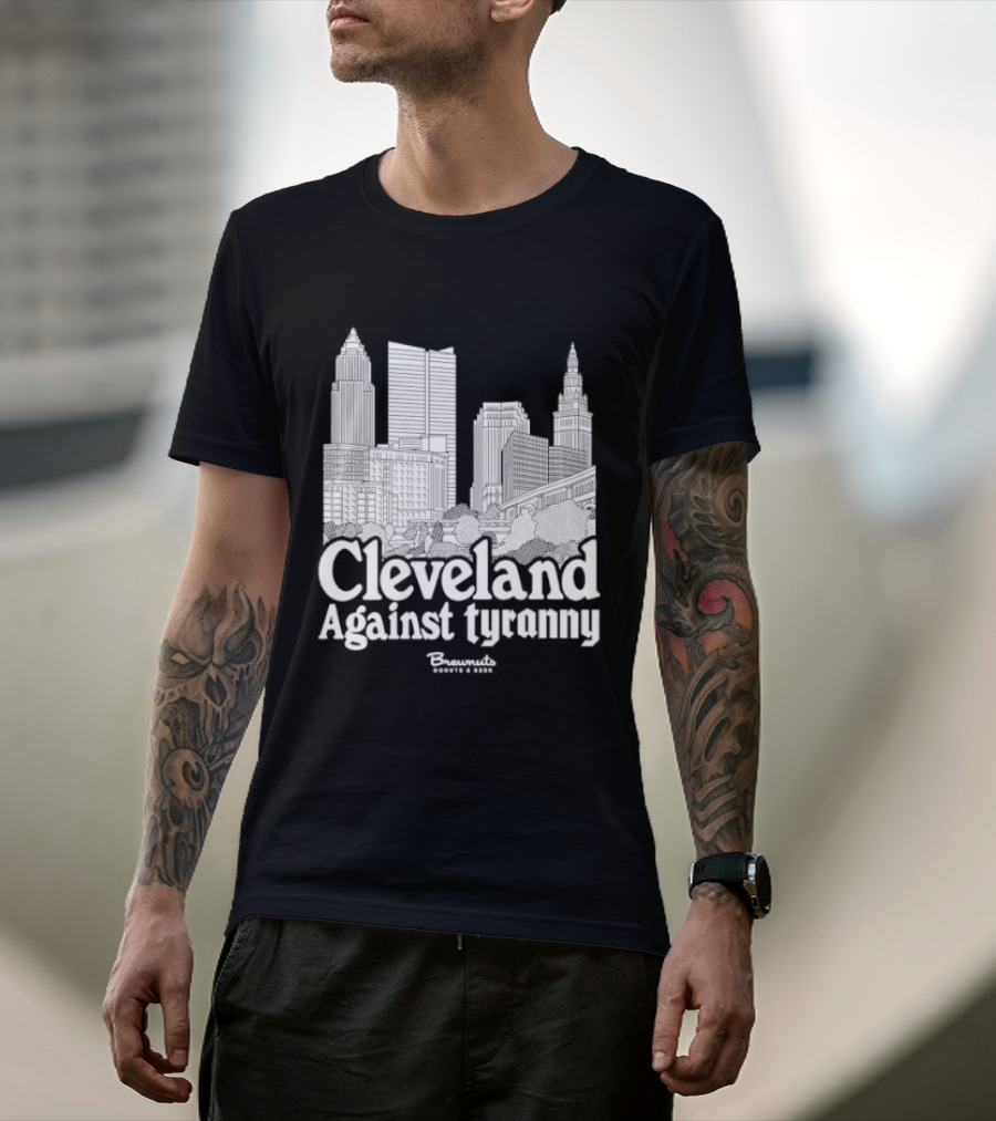 Cleveland Against Tyranny City Skyline Tower City Terminal Towers T-Shirt