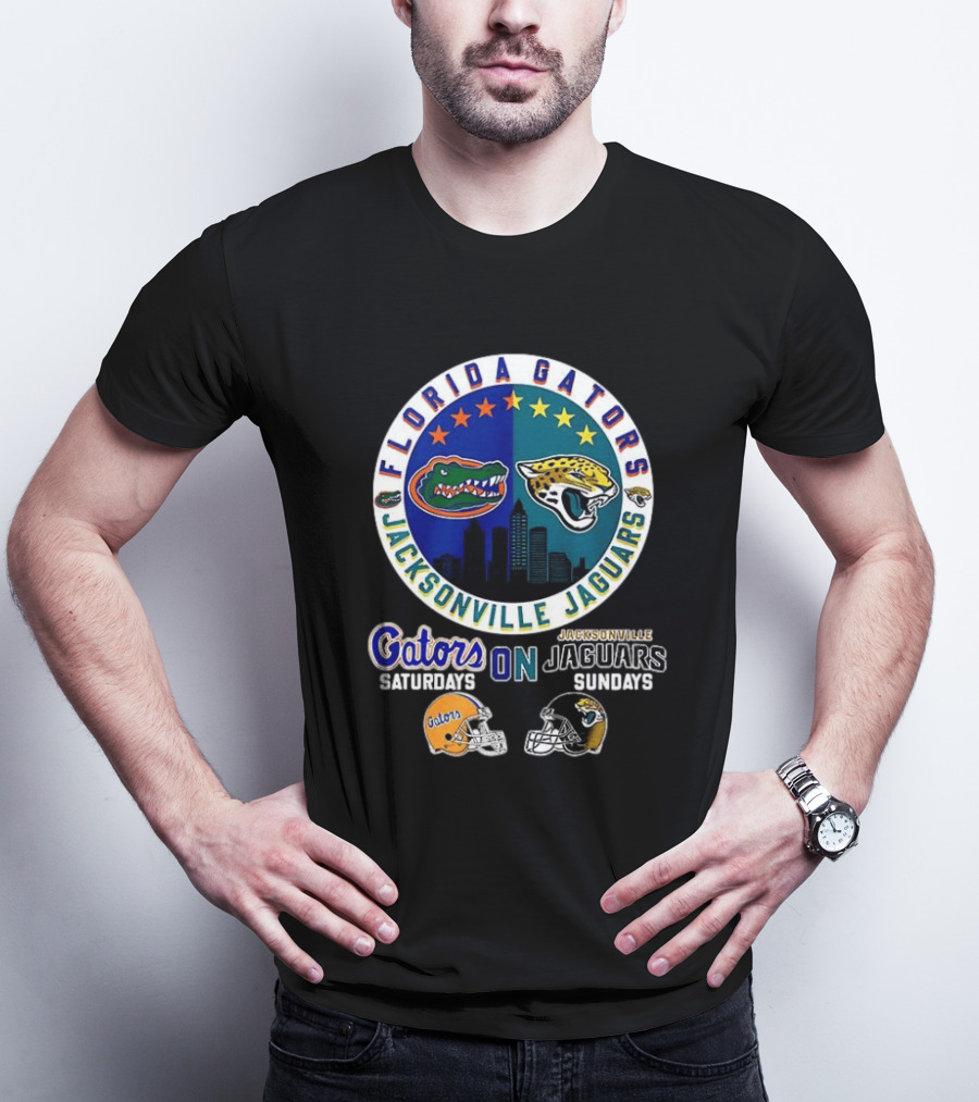 Florida Gators Jacksonville Jaguars Saturdays Sundays Fan Mashup T-Shirt