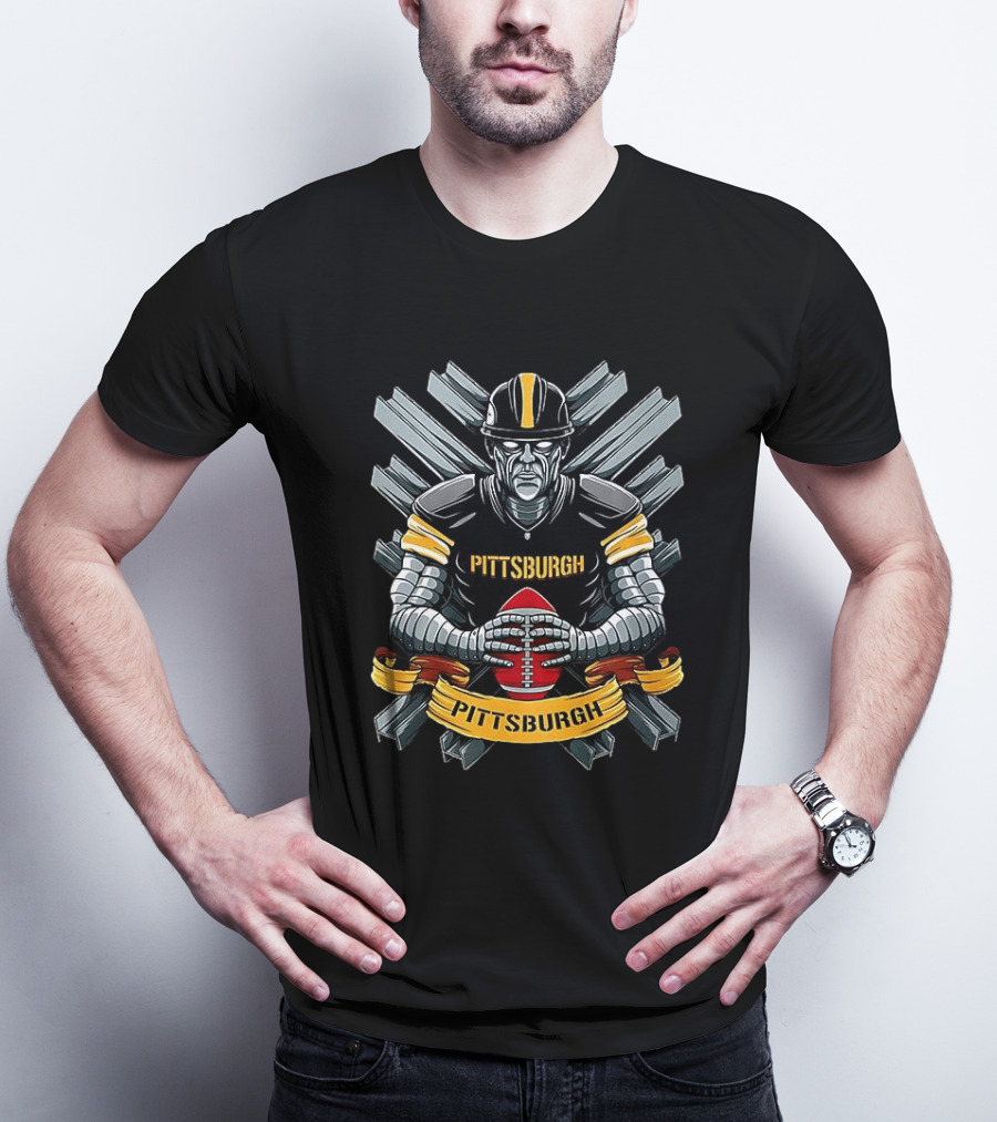 Pittsburgh Steelers Robot Player Holding Football T-Shirt