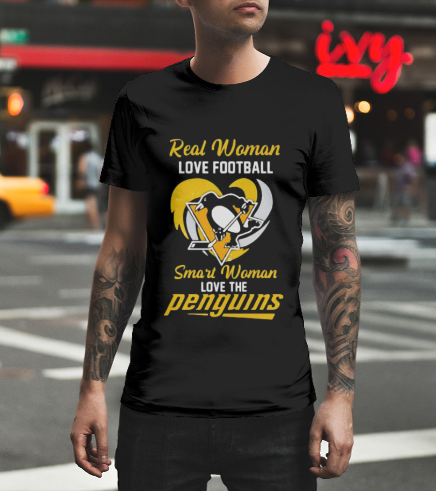 Real Woman Love Football Smart Woman Love The Penguins T-Shirt