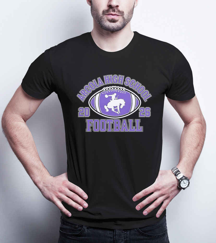 Arcola High School Football 2026 Purple Football T-Shirt
