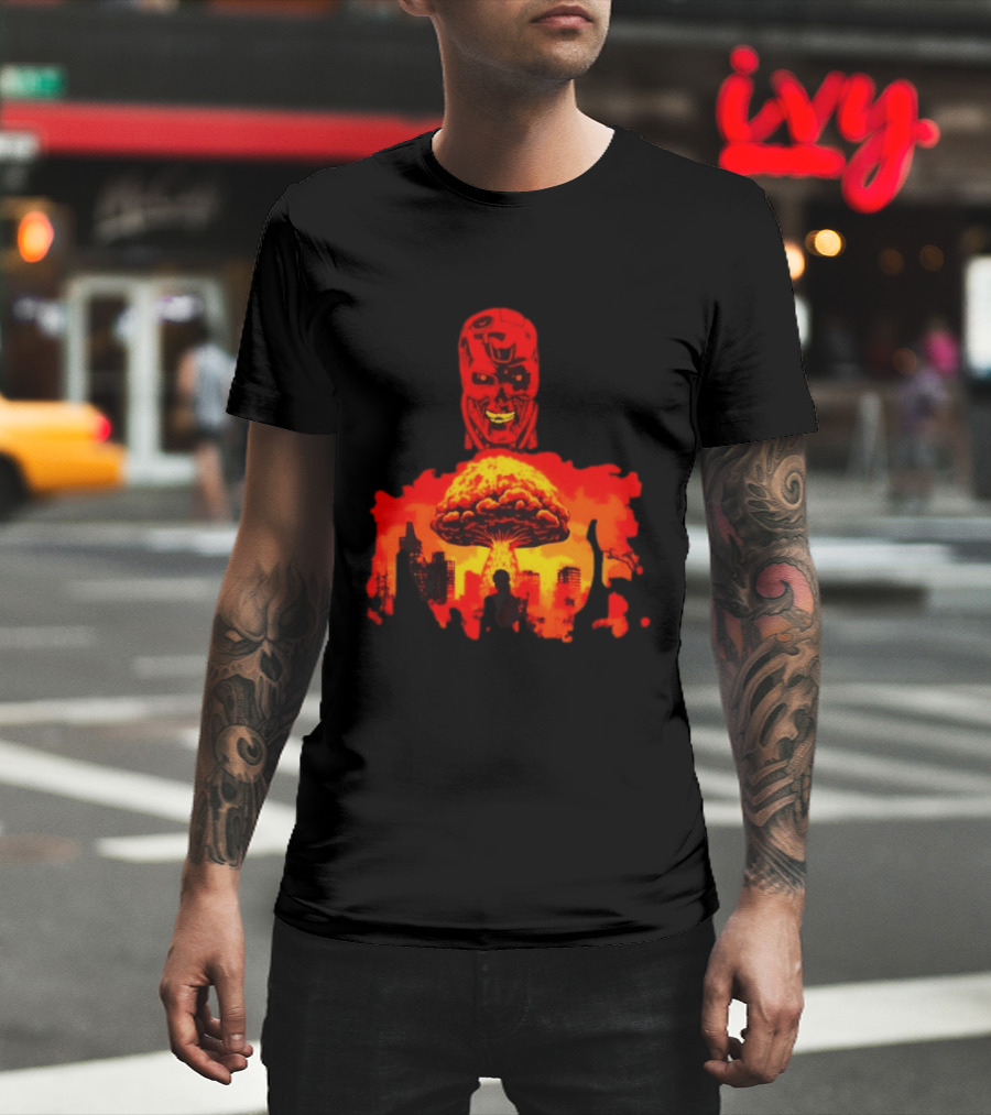Determined Fate Skull Red Apocalypse Scene T-Shirt