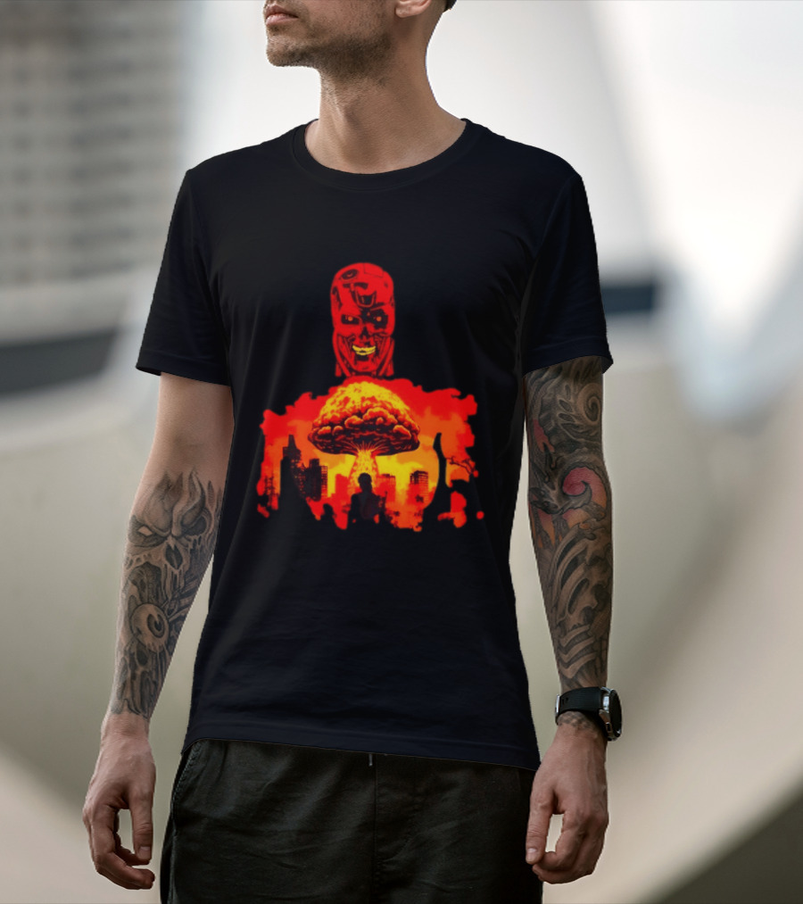 Determined Fate Skull Red Apocalypse Scene T-Shirt