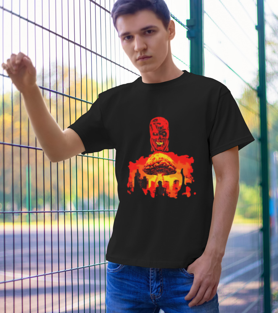 Determined Fate Skull Red Apocalypse Scene T-Shirt