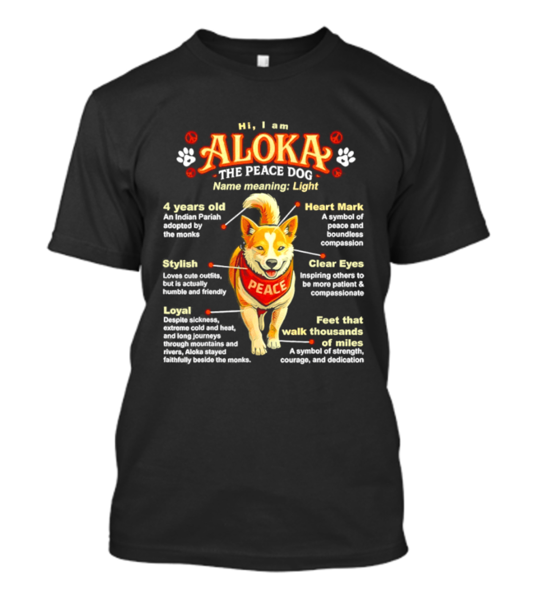 Aloka The Peace Dog Light Heart Symbol Calm Labrador Features T-Shirt