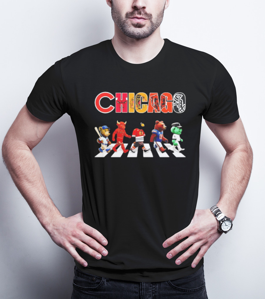 Chicago Bulls Blackhawks Bears White Sox Cubs Abbey Road Streetxty T-Shirt