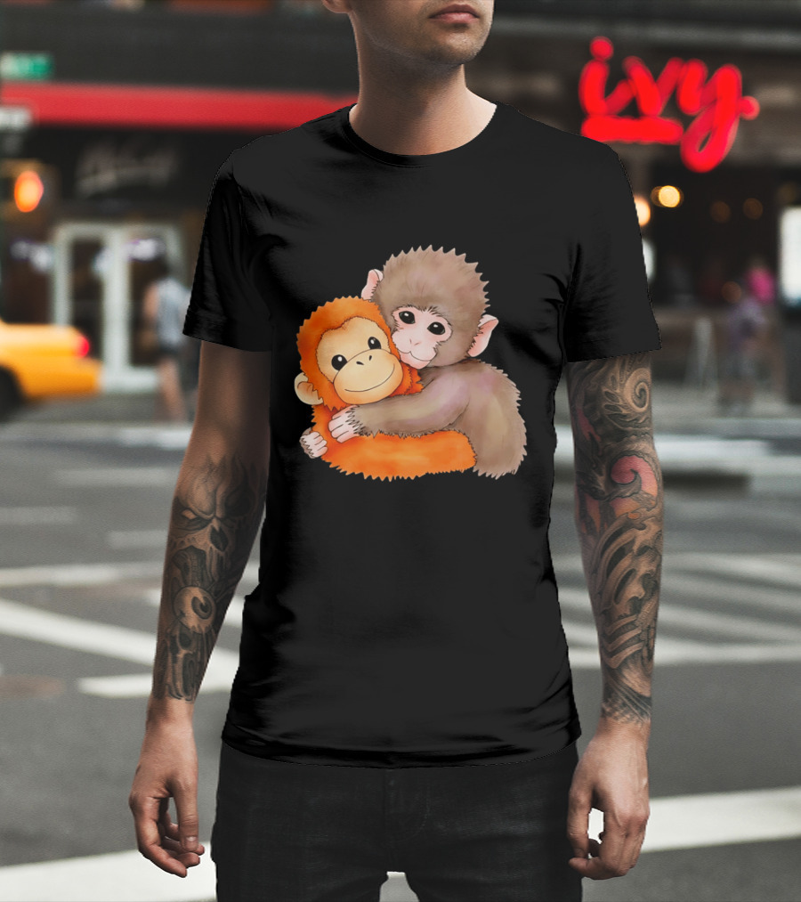 Baby Monkey Named Punch Hugging Meme Cute Animal Friendship T-Shirt