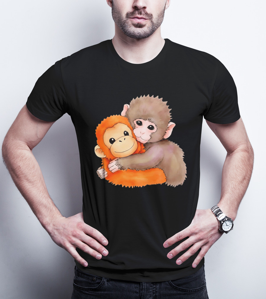 Baby Monkey Named Punch Hugging Meme Cute Animal Friendship T-Shirt