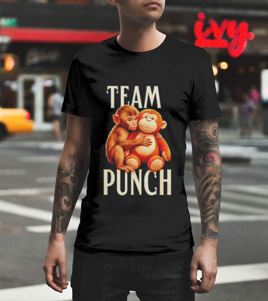 Baby Monkey Team Punch Cartoon T-Shirt