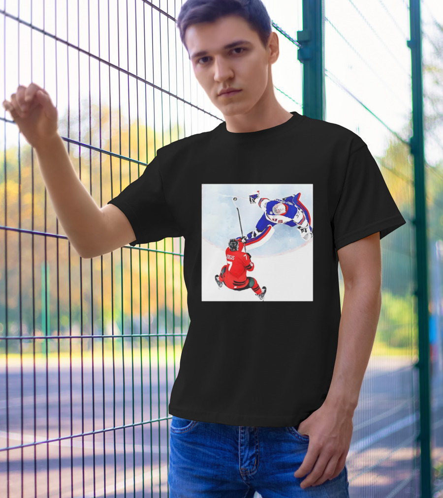 Connor Hellebuyck USA Goalie Save Hockey Match T-Shirt