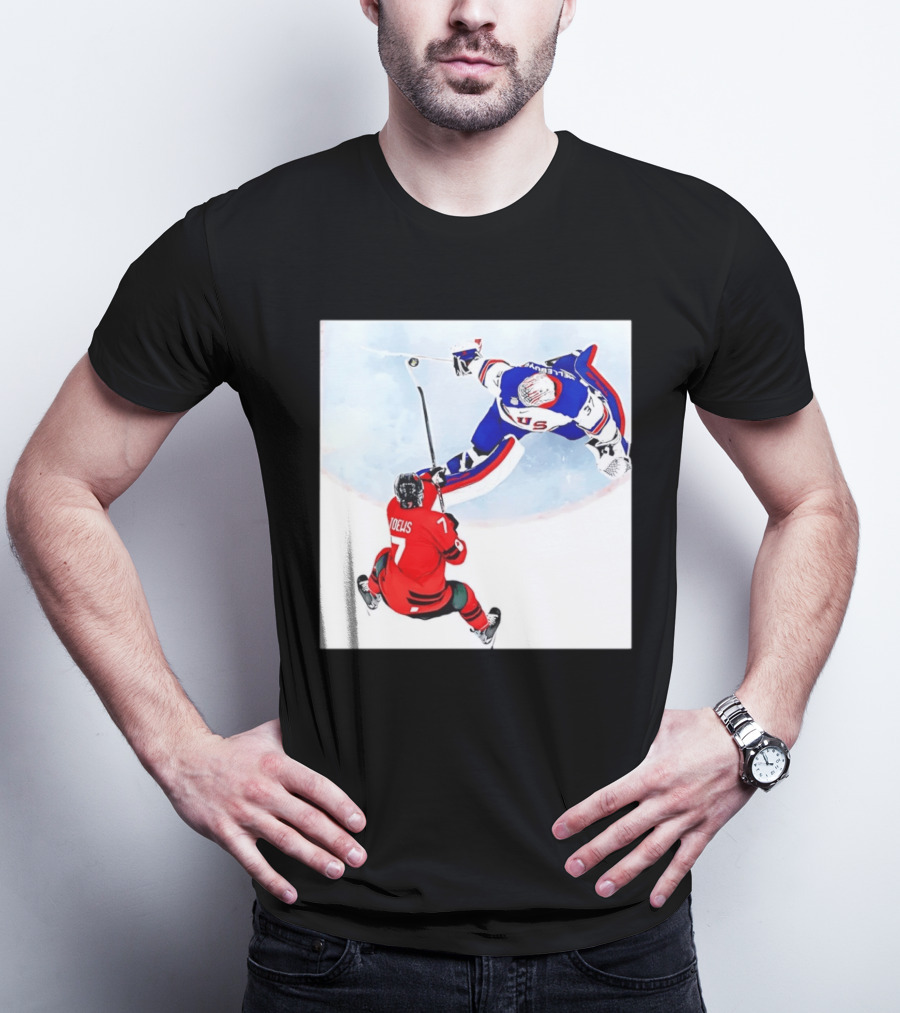 Connor Hellebuyck USA Goalie Save Hockey Match T-Shirt