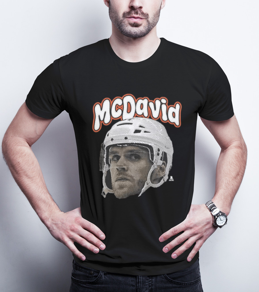 Connor McDavid Edmonton Oilers Hockey Big Face Bold Text NHL Fan T-Shirt