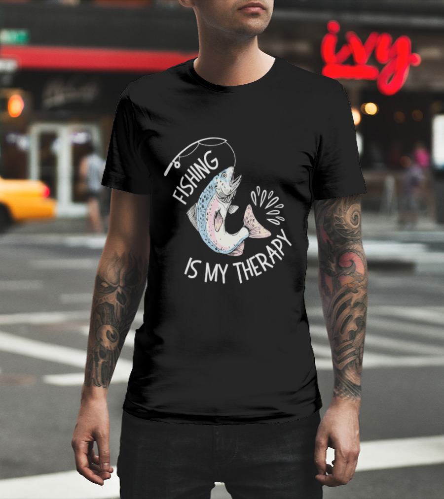 Fishing Is My Therapy Rainbow Trout Splash T-Shirt