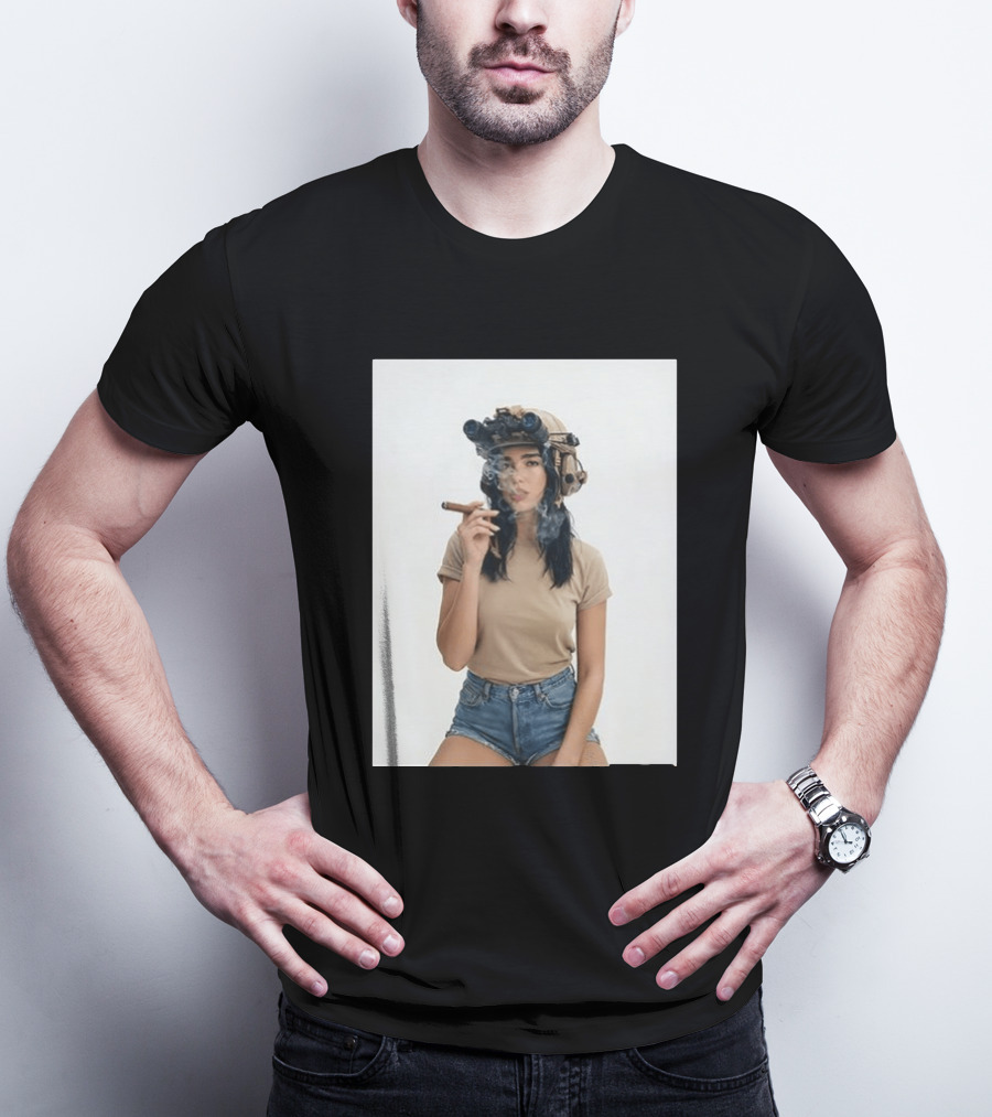 D Lipa Smoking Cigar Night Vision Helmet Aesthetic T-Shirt