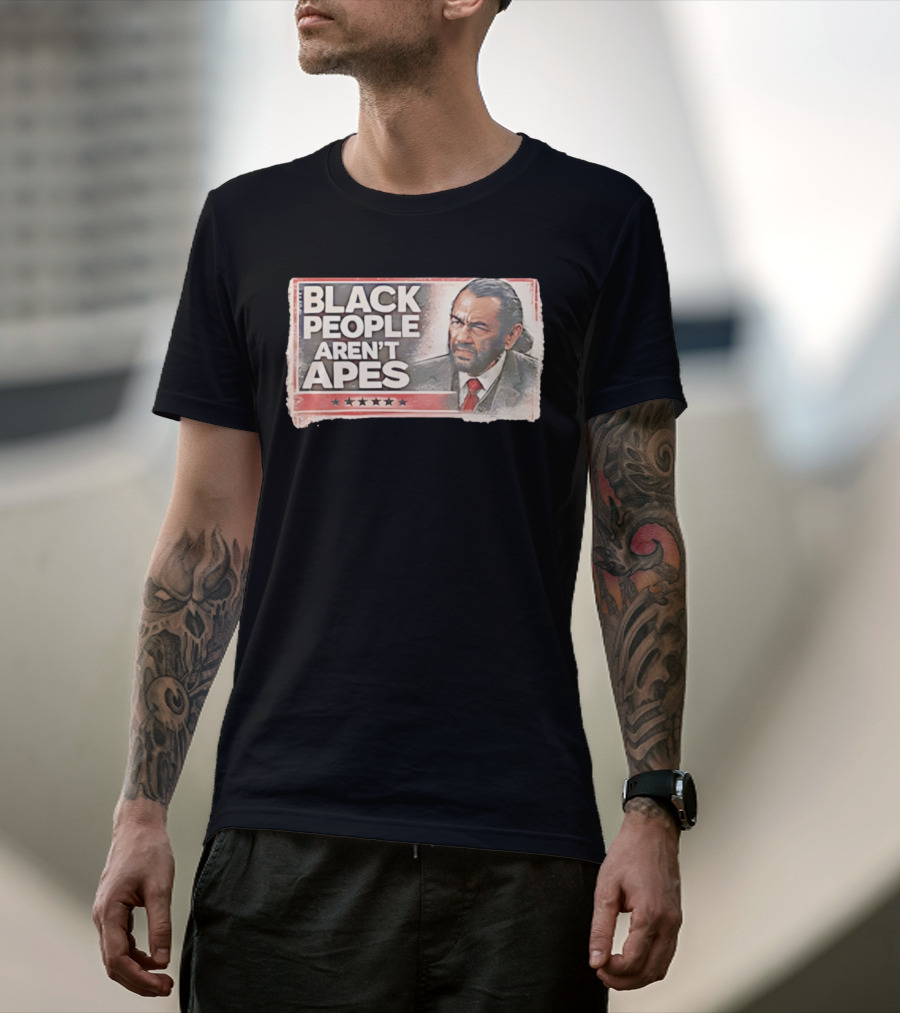 BLACK PEOPLE AREN'T APES Image Of Man In Suit And Tie With Stars T-Shirt