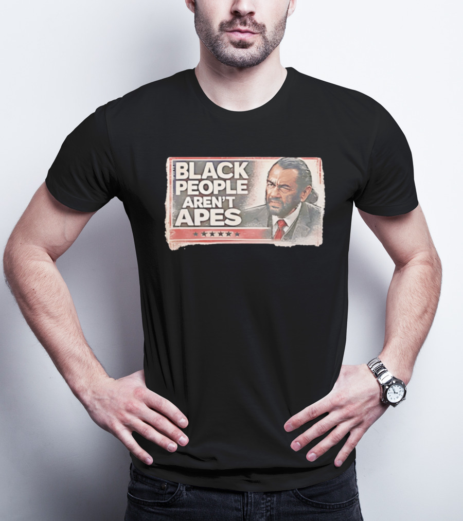 BLACK PEOPLE AREN'T APES Image Of Man In Suit And Tie With Stars T-Shirt