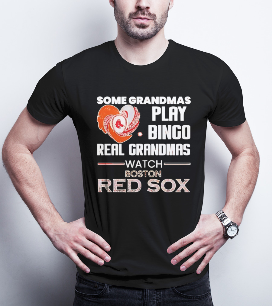 Some Grandmas Play Bingo Real Grandmas Boston Red Sox Diamond Heart Shape T-Shirt